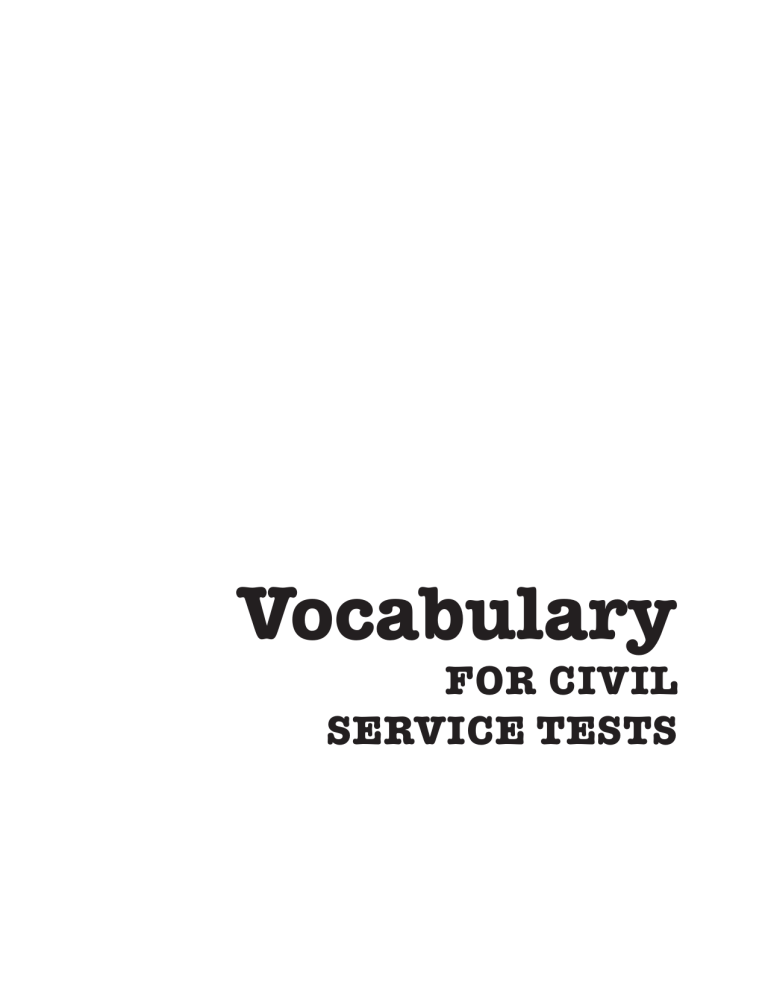 Vocabulary for Civil Service Tests: Study Guide