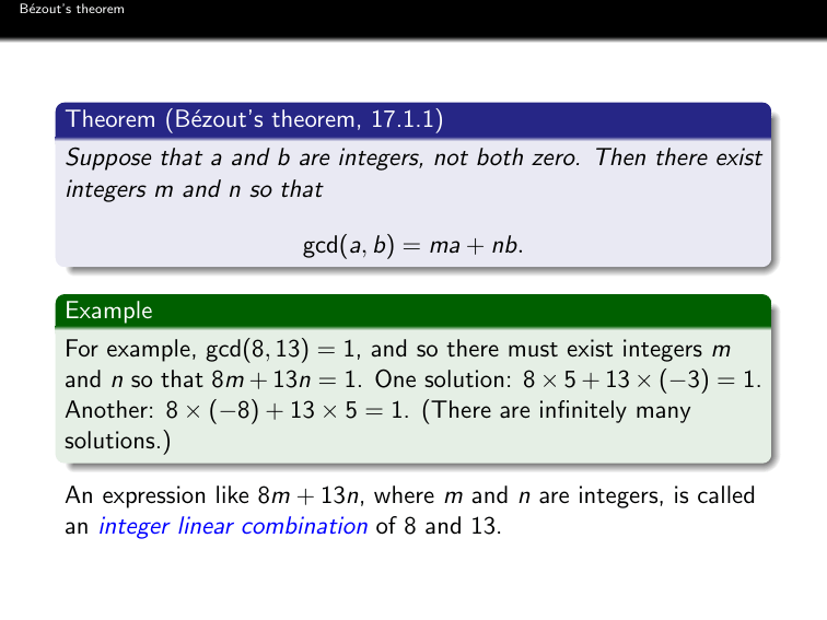 Bézout's Theorem: Integer Linear Combinations & Proofs