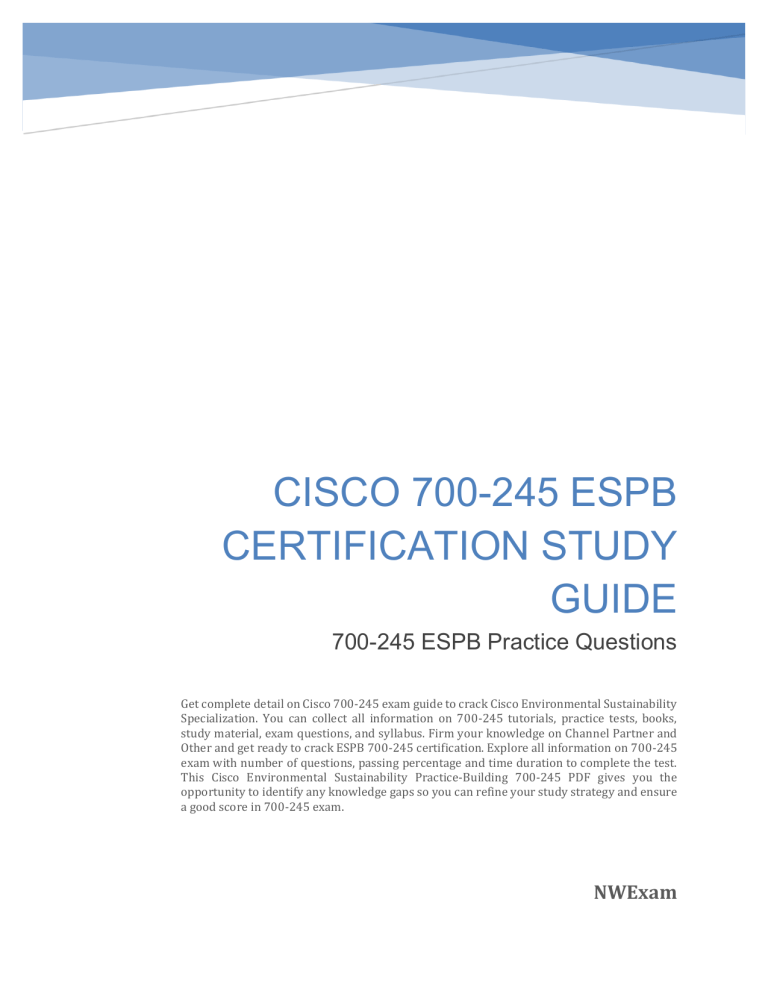 Cisco 700-245 ESPB Certification Study Guide & Practice Questions