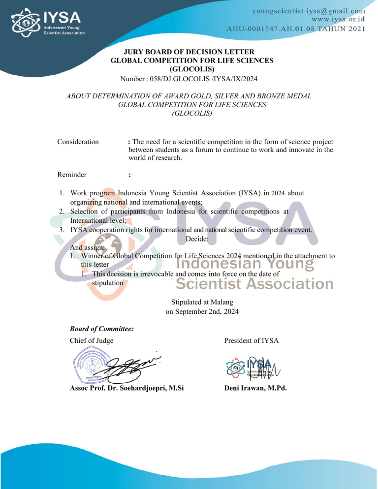 GLOCOLIS Life Sciences Competition Winners 2024