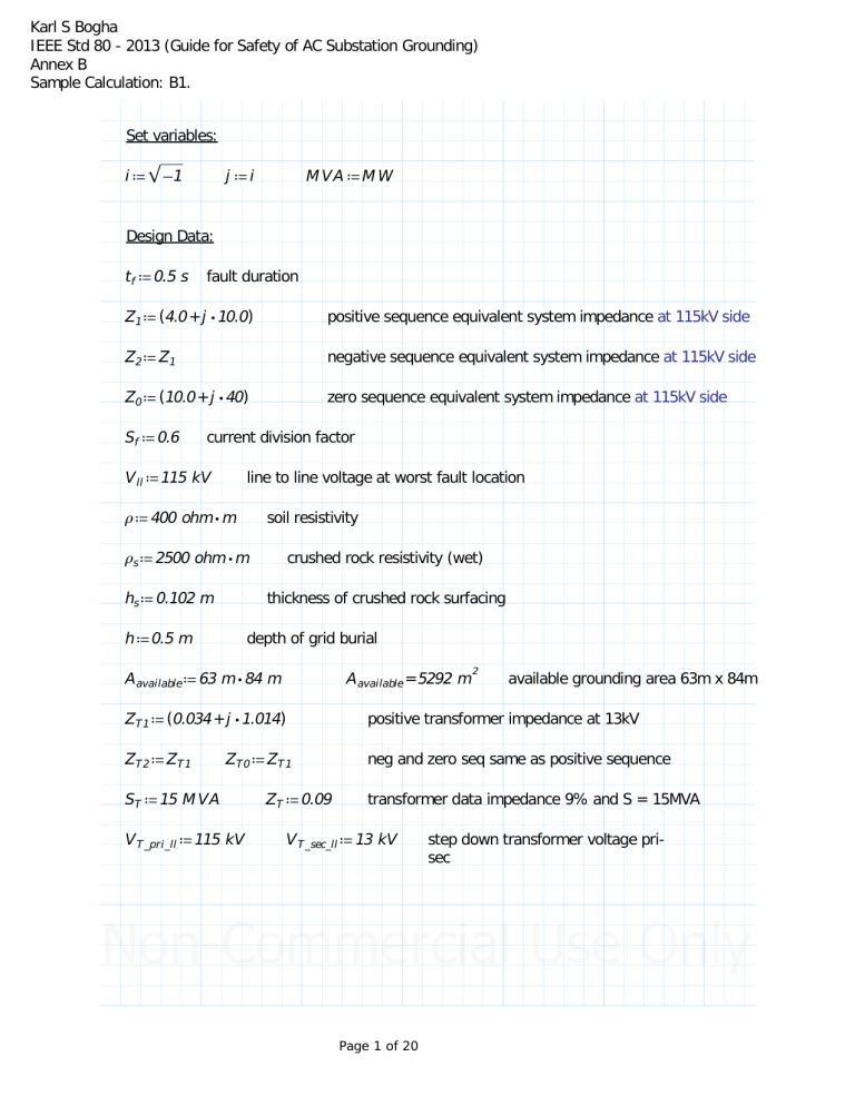 IEEE Std 80-2013 Substation Grounding Sample Calculation B1