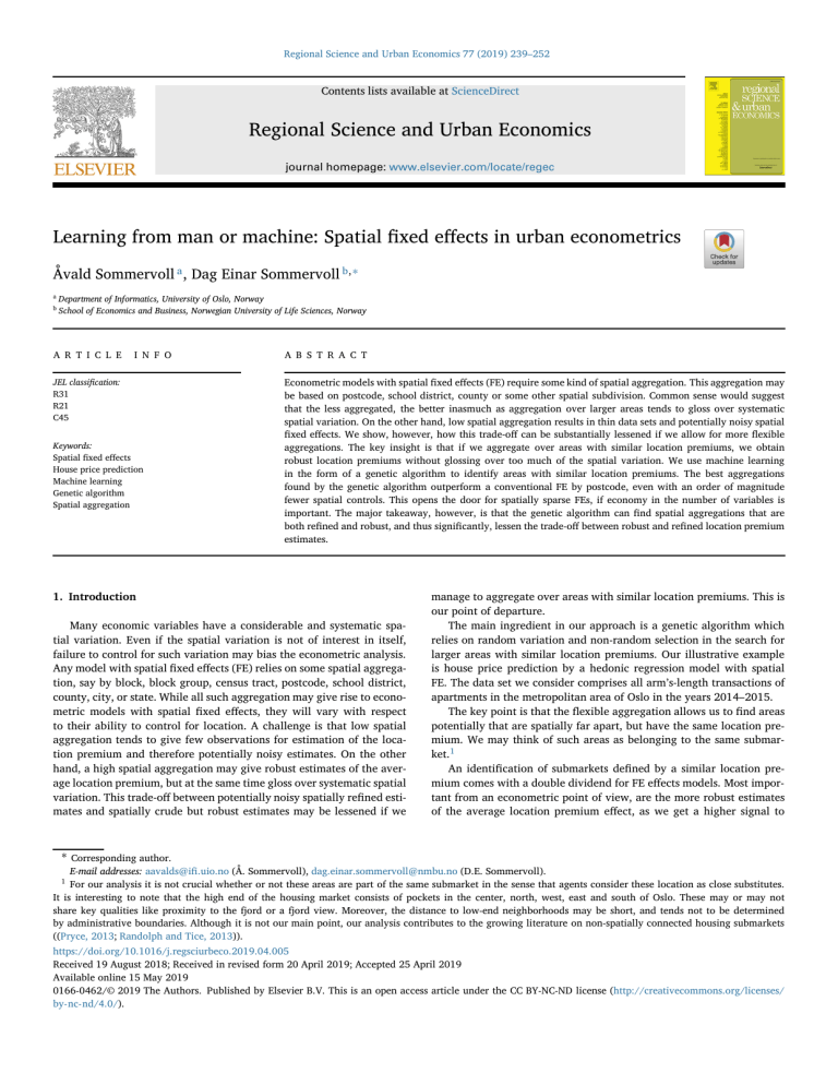 Spatial Fixed Effects in Urban Econometrics: Machine Learning for House ...