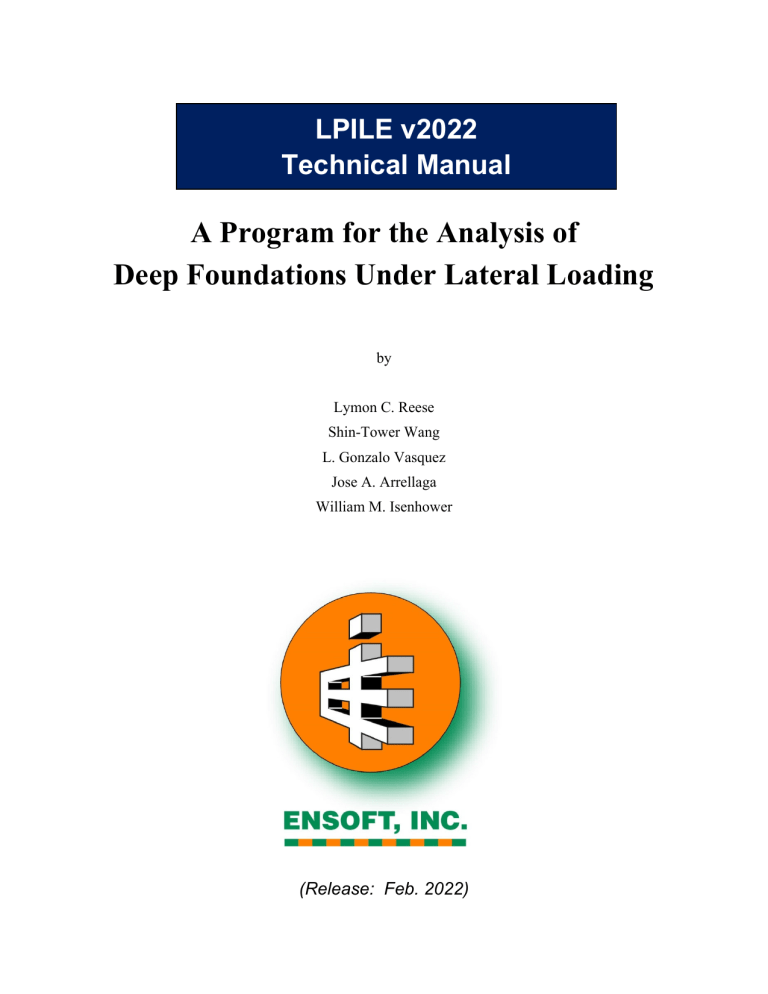 LPILE v2022 Technical Manual | Deep Foundations Lateral Load Analysis