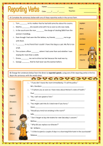 Reported Speech Worksheet: Grammar Practice