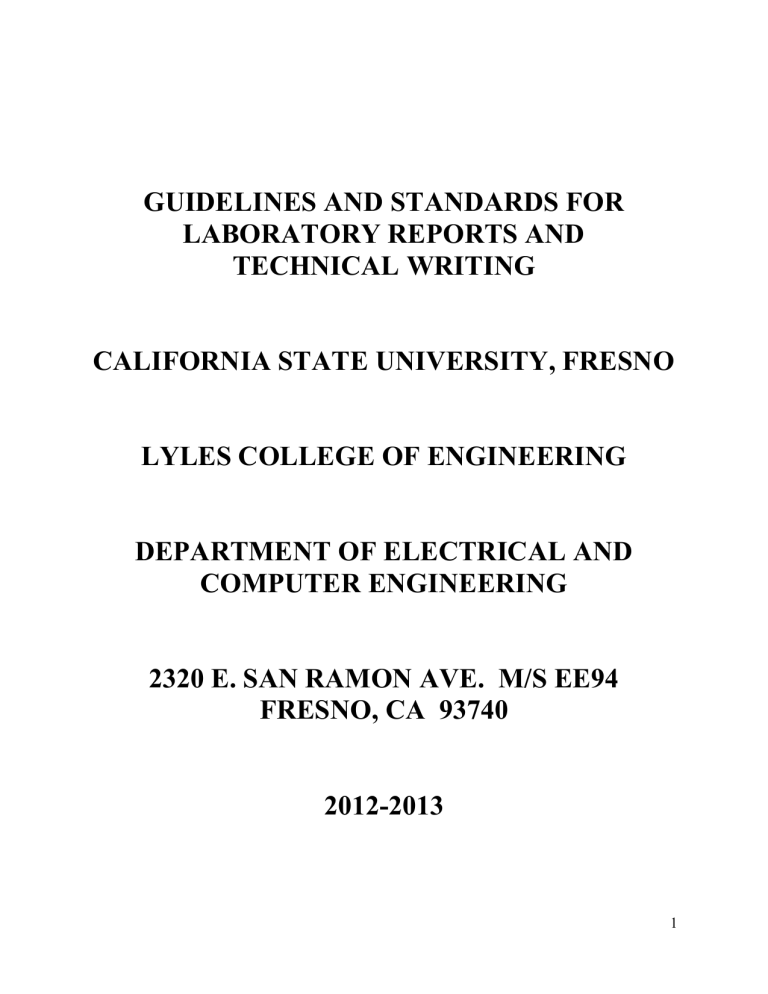 Guidelines for Laboratory Reports & Technical Writing - CSU Fresno ECE