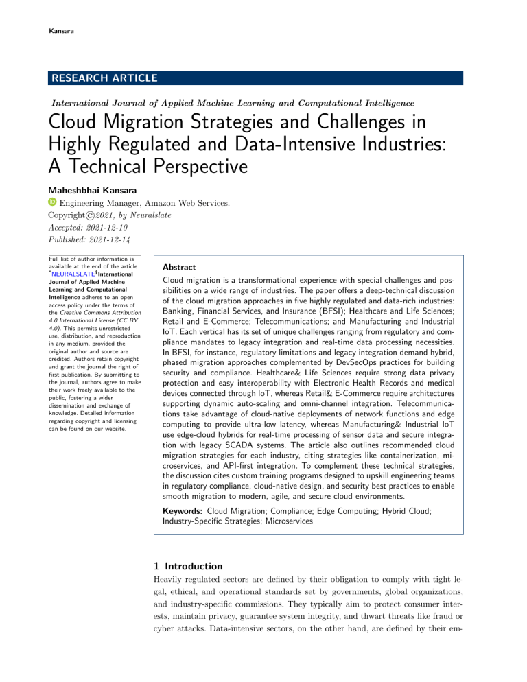 Cloud Migration Strategies & Challenges in Regulated Industries