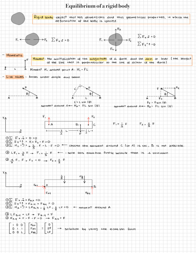 Rigid Body Equilibrium: Statics & Mechanics Notes