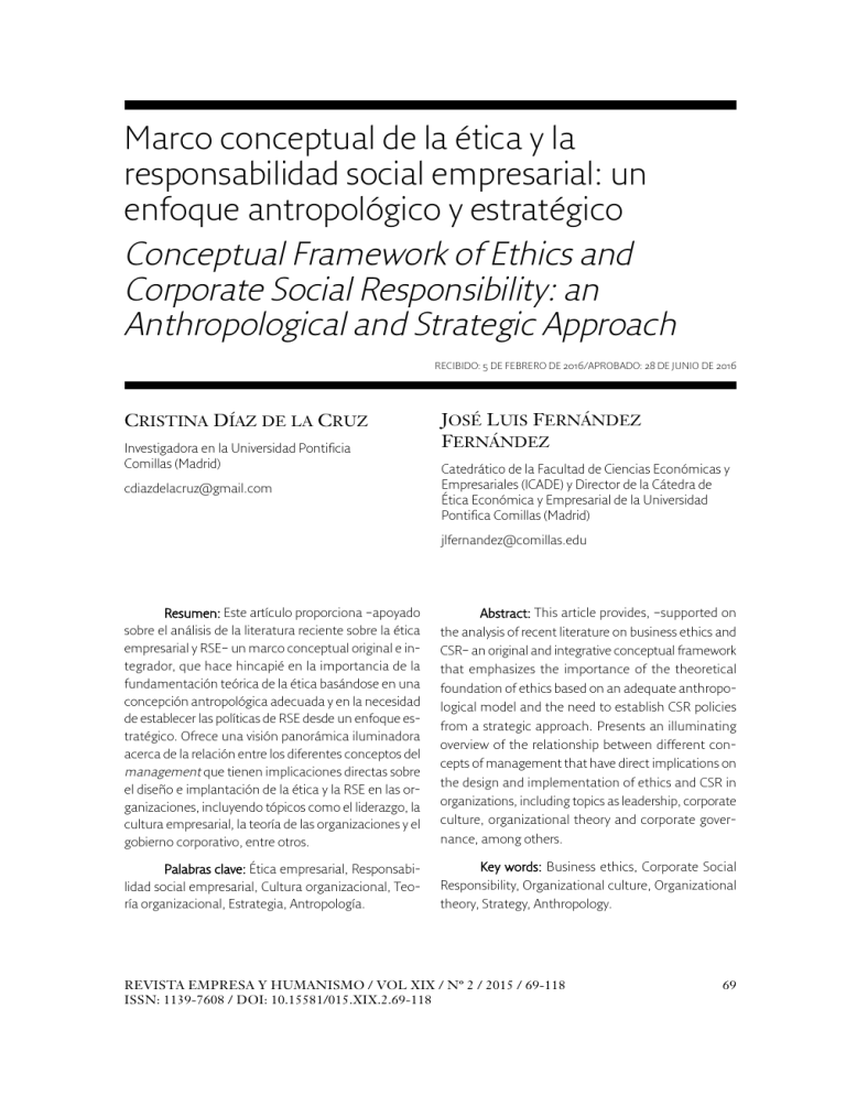 Ética y RSE: Marco Antropológico y Estratégico