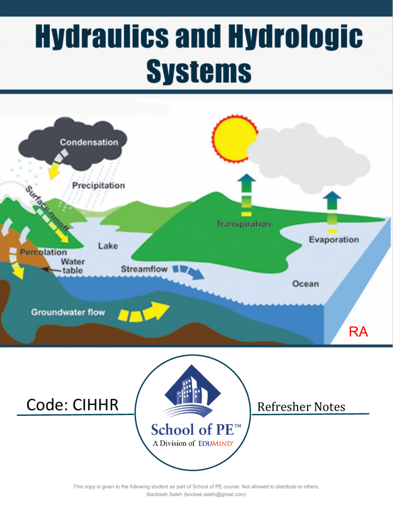 Hydraulics & Hydrologic Systems FE Exam Refresher