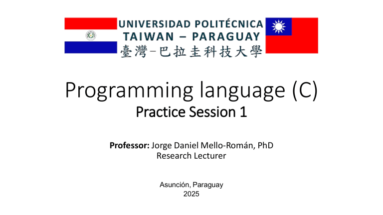 C Programming Introduction: Practice Session 1