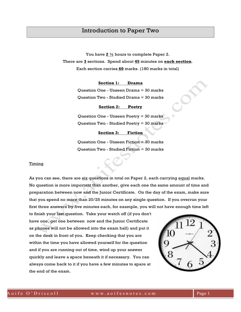 Junior Cert Paper 2: Exam Prep Guide - Drama, Poetry, Fiction