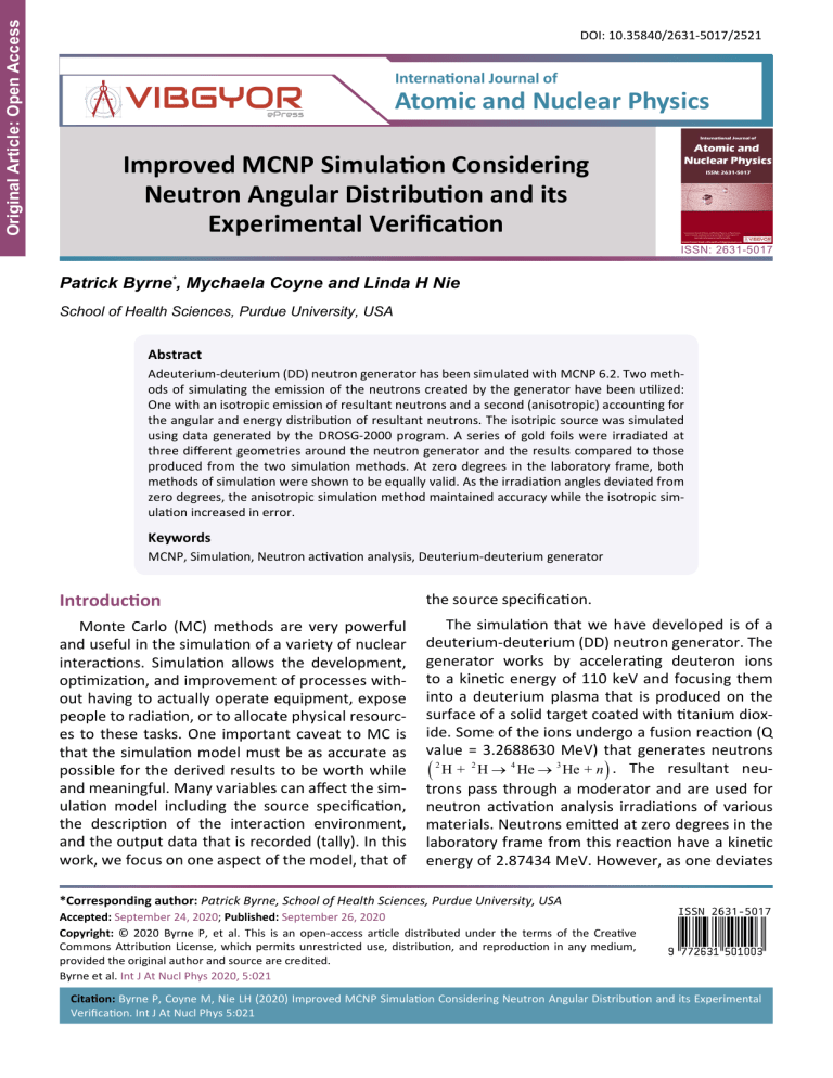 MCNP Neutron Simulation: Angular Distribution & Verification