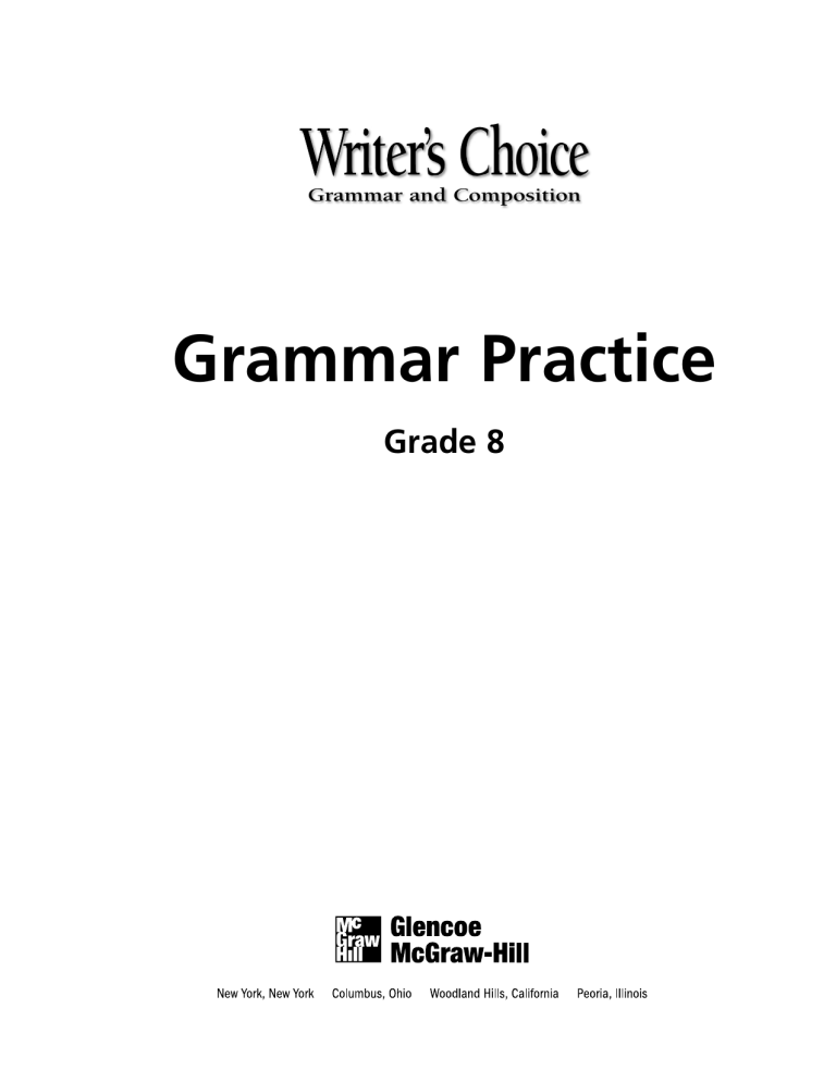 Grade 8 Grammar Practice: Subjects, Verbs, Sentences