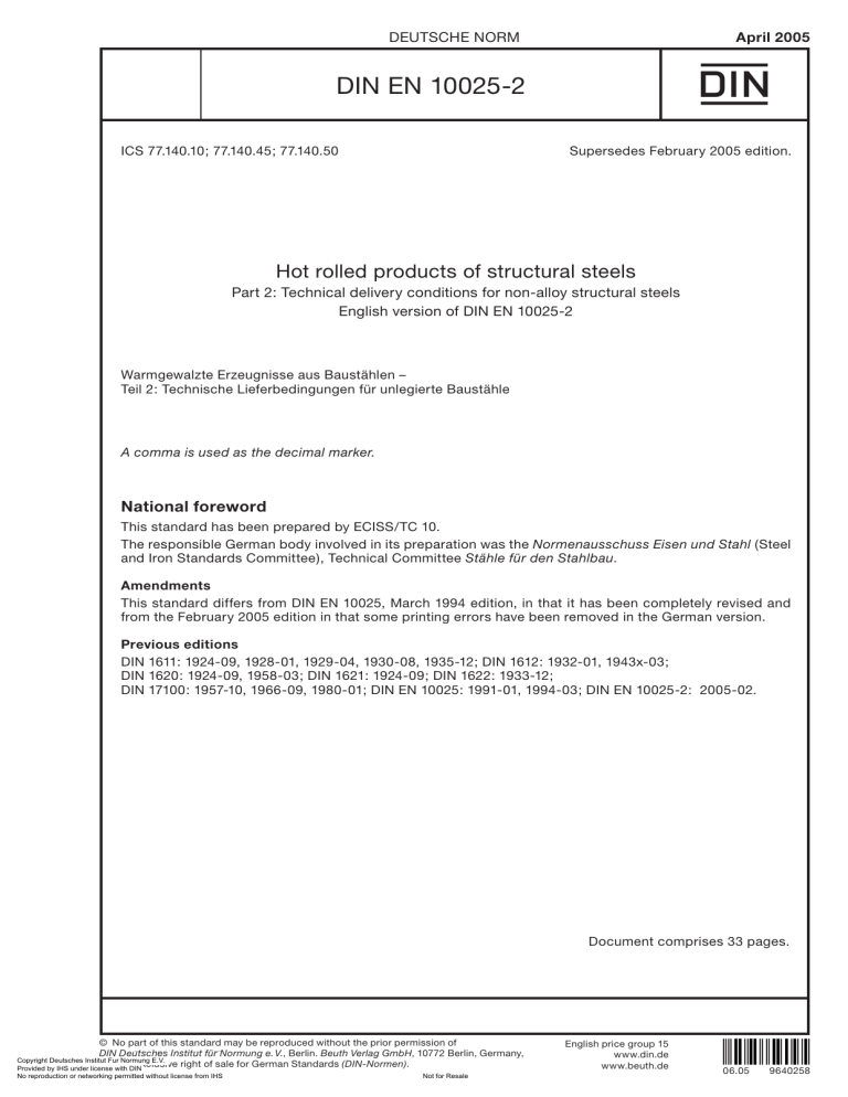 EN 10025-2: Non-Alloy Structural Steel Standard
