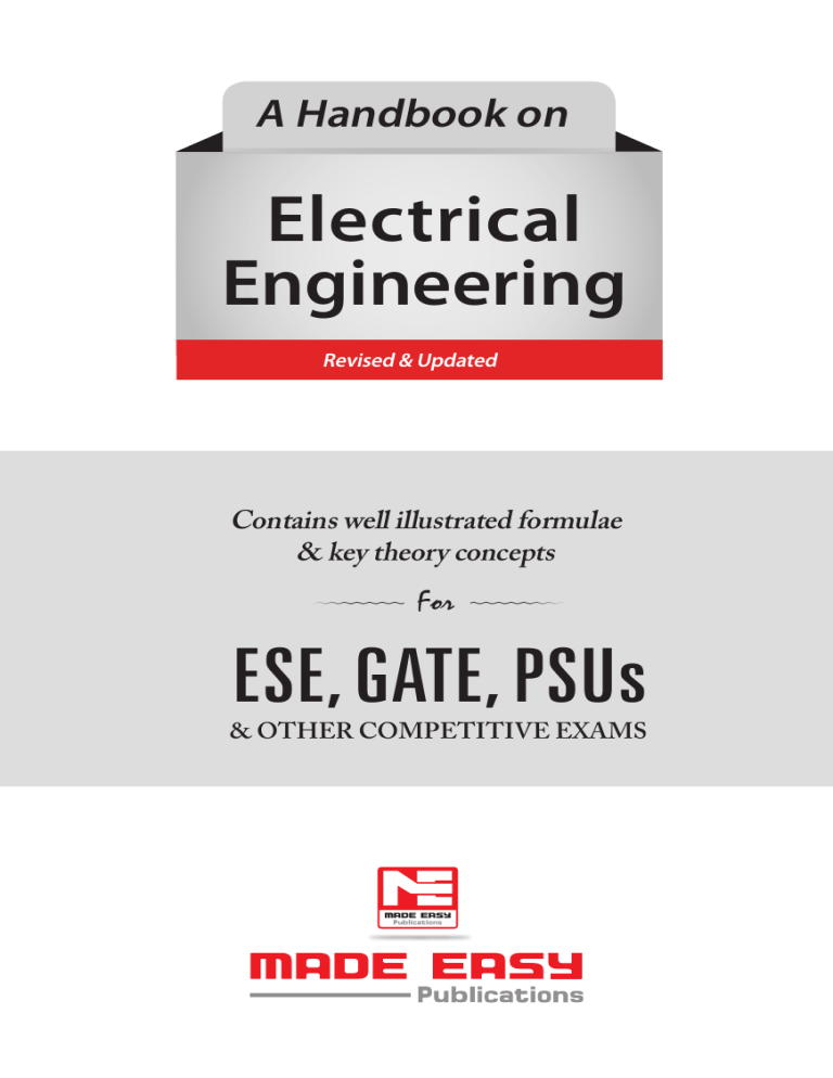 Electrical Engineering Handbook for ESE, GATE, PSUs & Competitive Exams