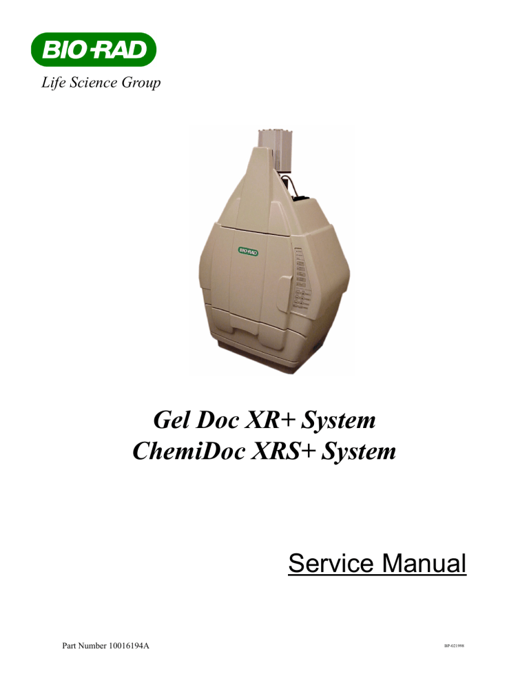 Bio-Rad Gel Doc XR+/ChemiDoc XRS+ Service Manual - Installation & Repair