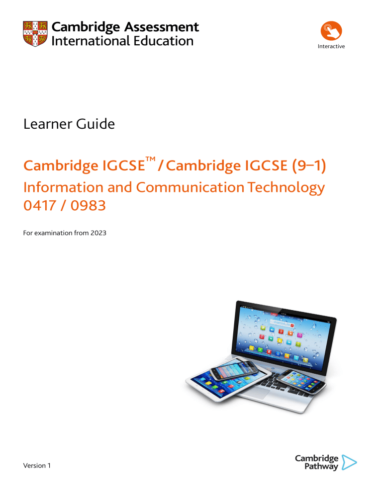 Cambridge IGCSE ICT Learner Guide 0417/0983 (2023 Exam)