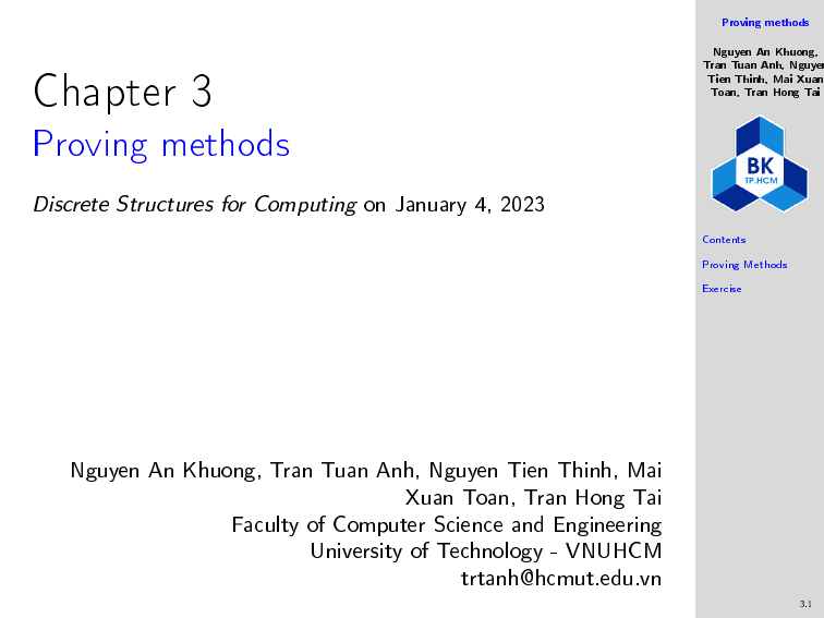 Proving Methods in Discrete Structures for Computing | University Lecture
