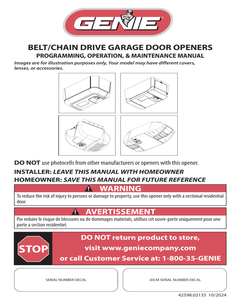 Genie Garage Door Opener Manual: Programming, Operation & Maintenance