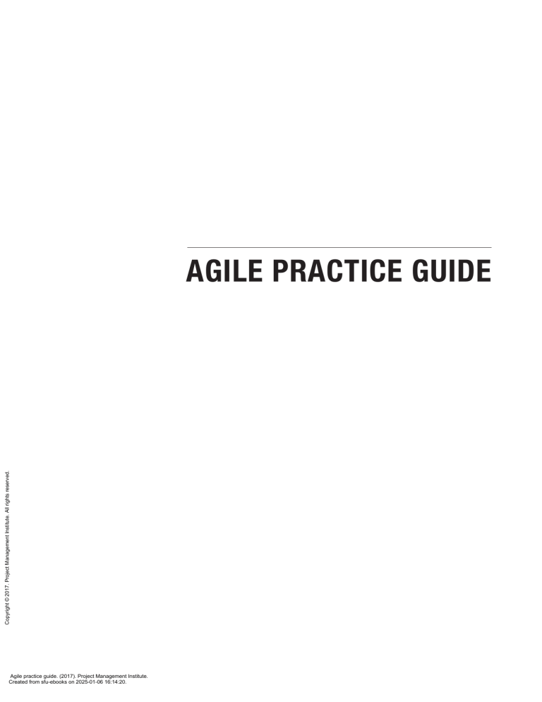Agile Practice Guide | Project Management Institute | 2017