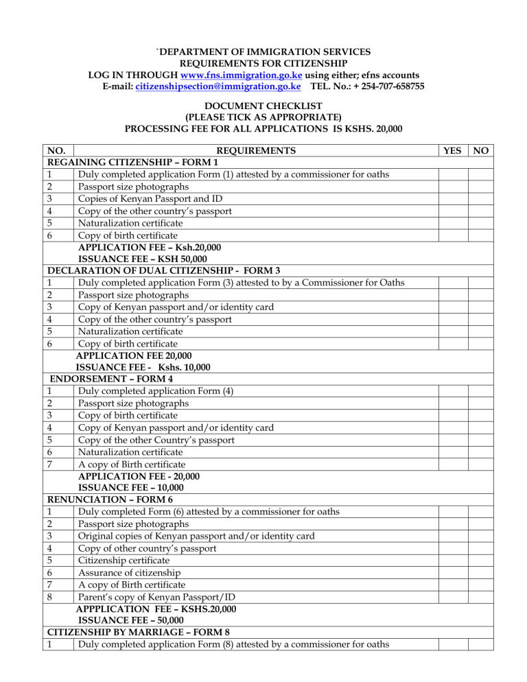 Kenya Citizenship Requirements: Application Forms & Fees Checklist