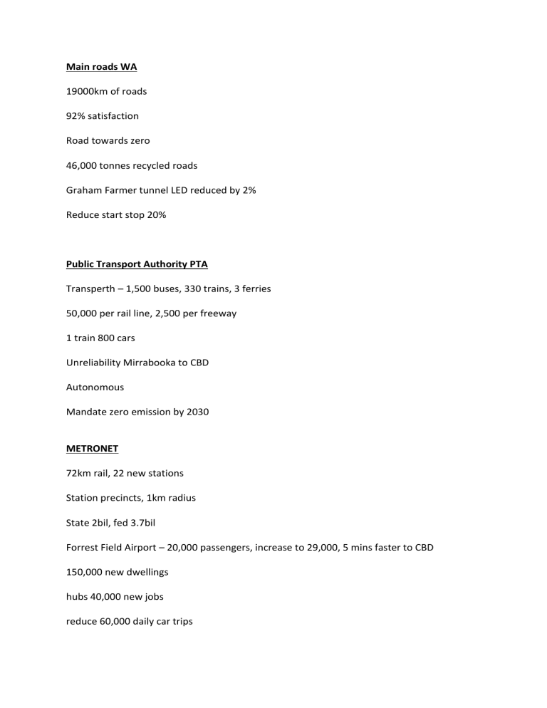 WA Infrastructure & Transport: Roads, Public Transit, METRONET & Green ...