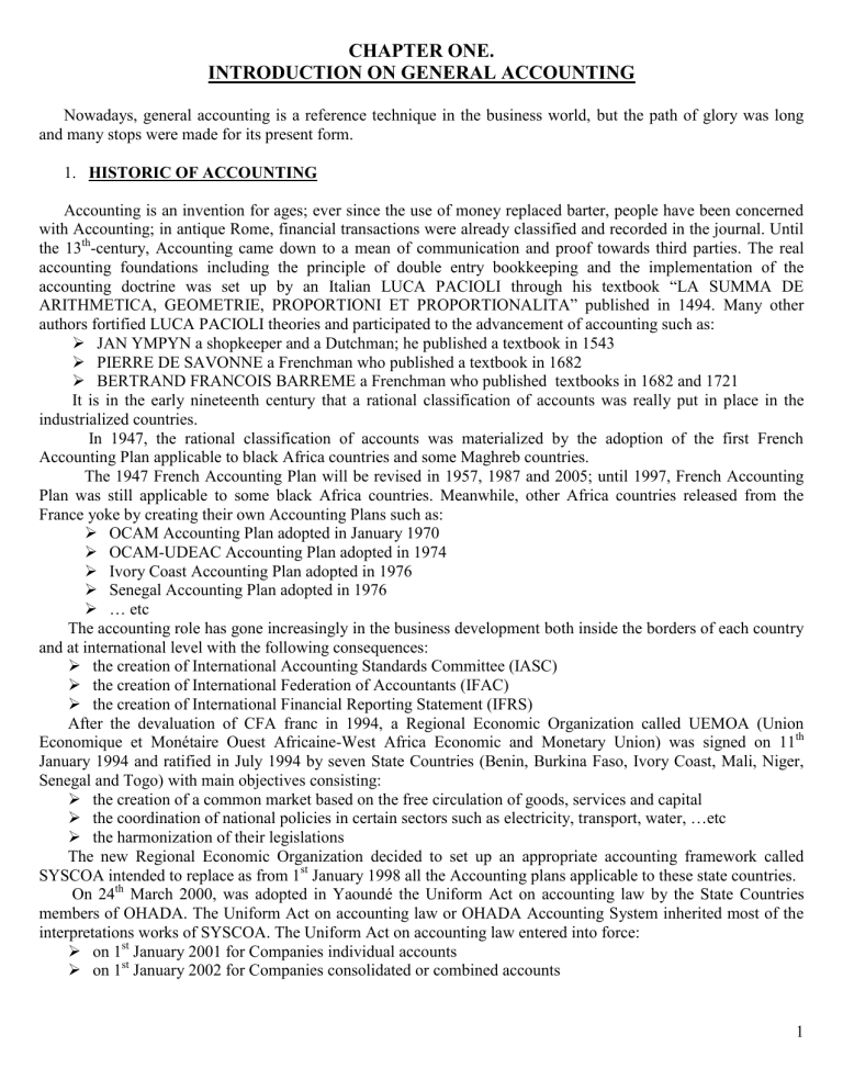 General Accounting & OHADA: History, Principles, and Legal Framework