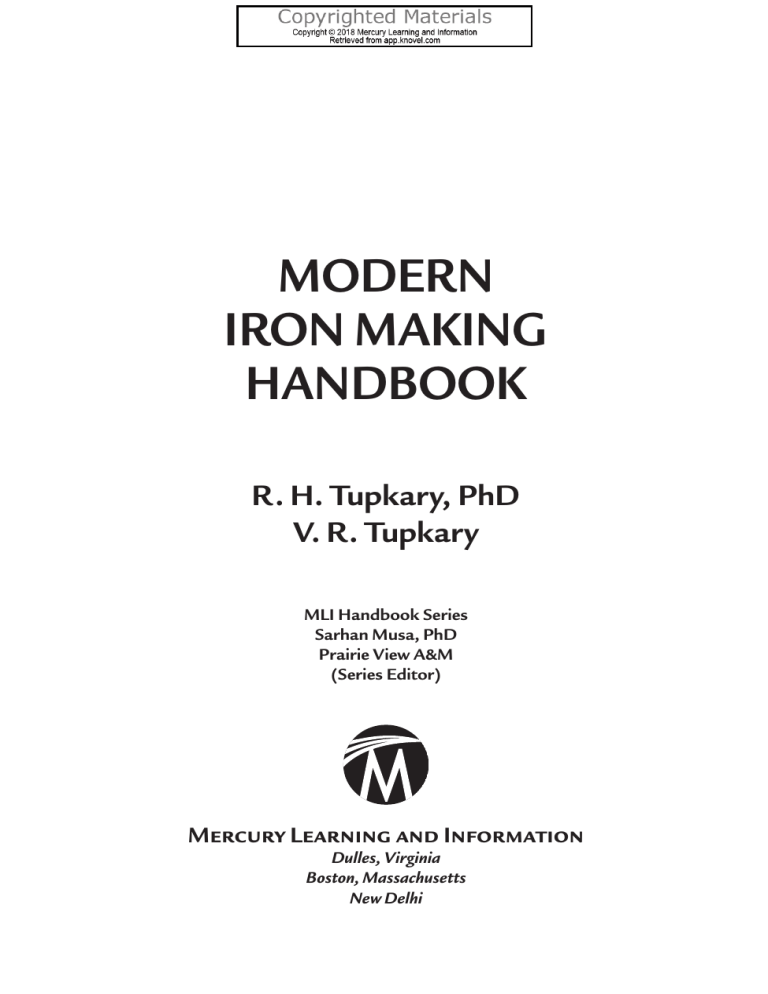 Modern Iron Making Handbook