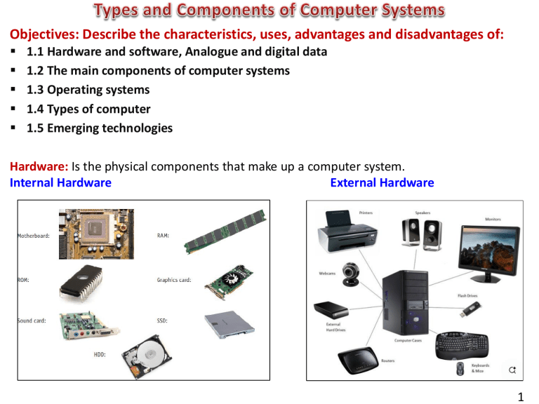 Computer Systems: Hardware, Software, OS, Analogue & Digital Data