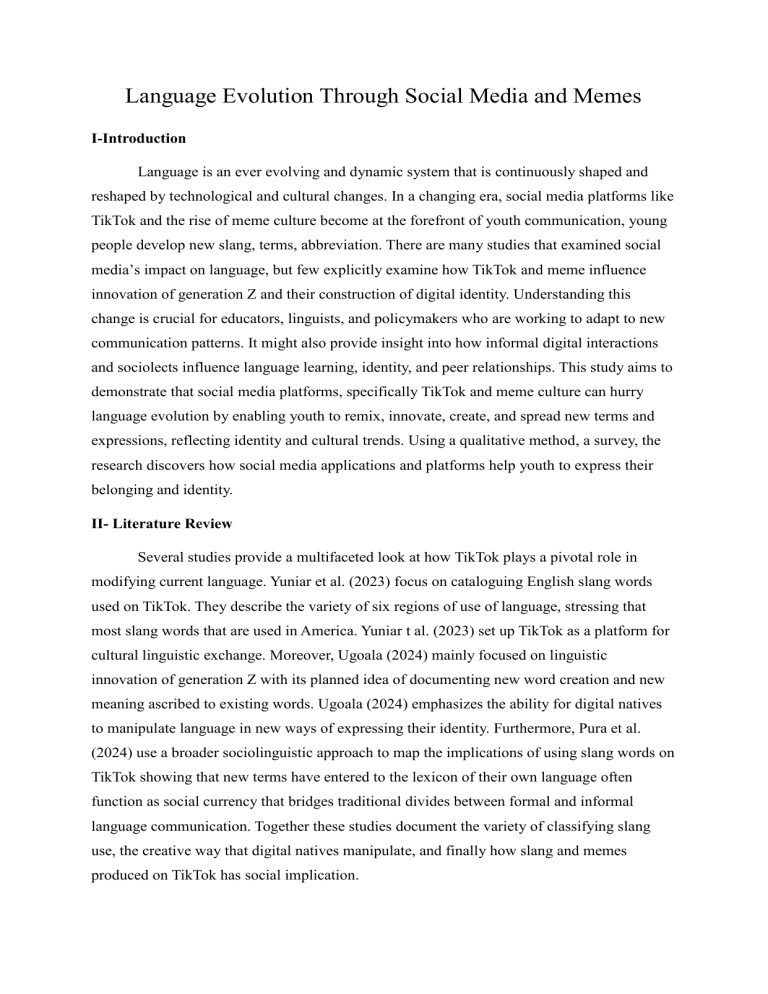 Language Evolution: Social Media, Memes & Gen Z Digital Identity