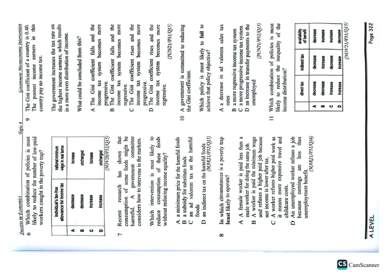 Economics Questions: Government Microeconomic Intervention & Income