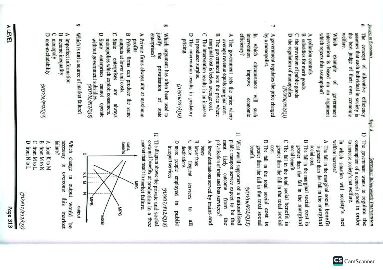 A Level Economics Questions: Government Microeconomic Intervention
