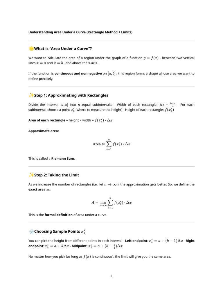 Area Under a Curve: Riemann Sums & Limits (Calculus Study Guide)