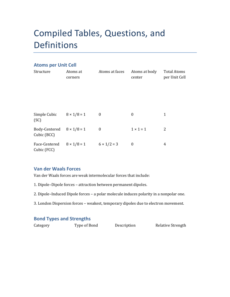 Science Reference: Atoms, Bonds, Mechanics, Atmosphere, Gas Laws