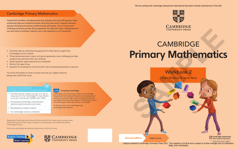 Cambridge Primary Mathematics Workbook 2 | Activities & Exercises