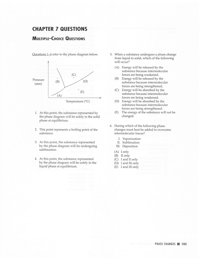 Chemistry Phase Changes Questions | AP Chemistry Study Guide