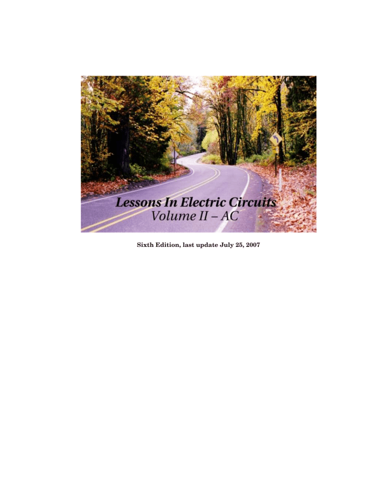 Lessons In Electric Circuits Volume II – AC: Basic AC Theory & Components
