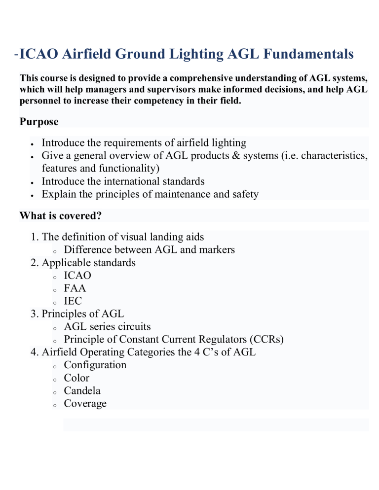 Airfield Ground Lighting (AGL) Training Courses & Fundamentals