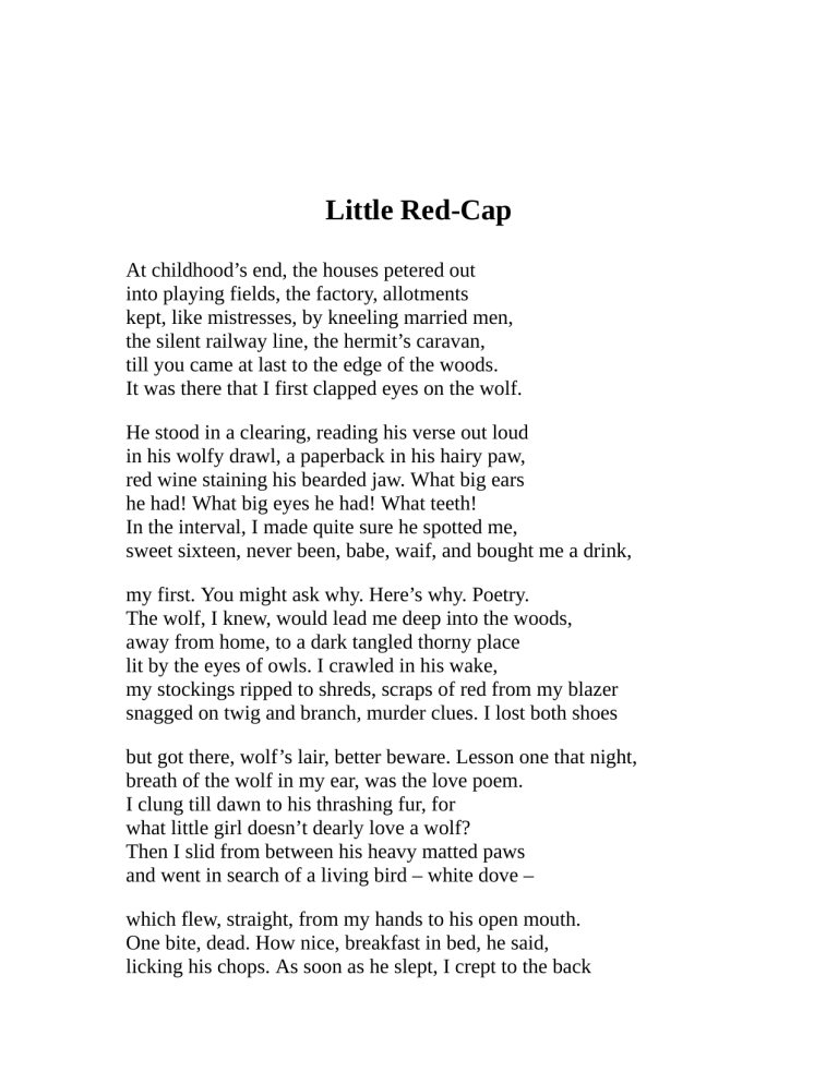 Little Red-Cap Poem Analysis | Carol Ann Duffy Literature