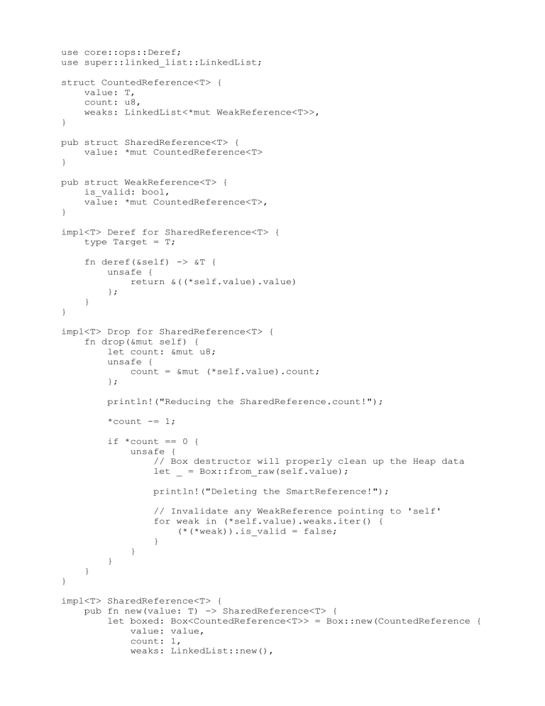 Rust Shared and Weak Reference Implementation | Smart Pointers