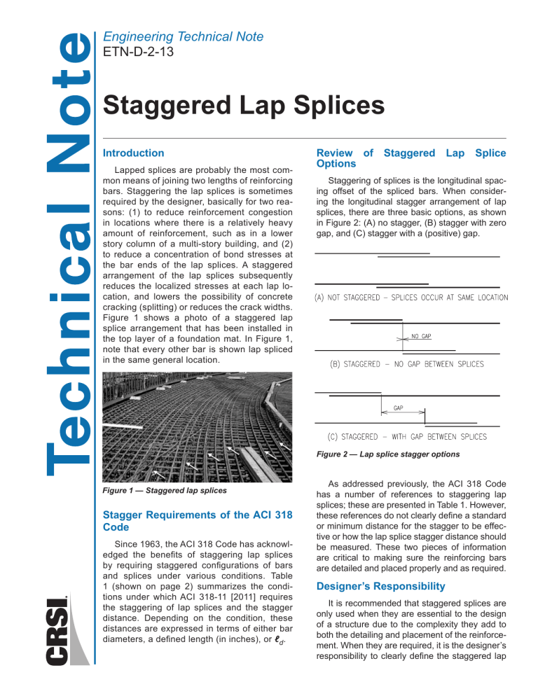 Staggered Lap Splices: Engineering Technical Note & ACI 318 Guide