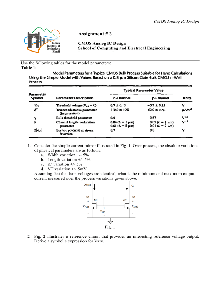 CMOS Analog IC Design Assignment 3: Current Mirrors & Reference Circuits