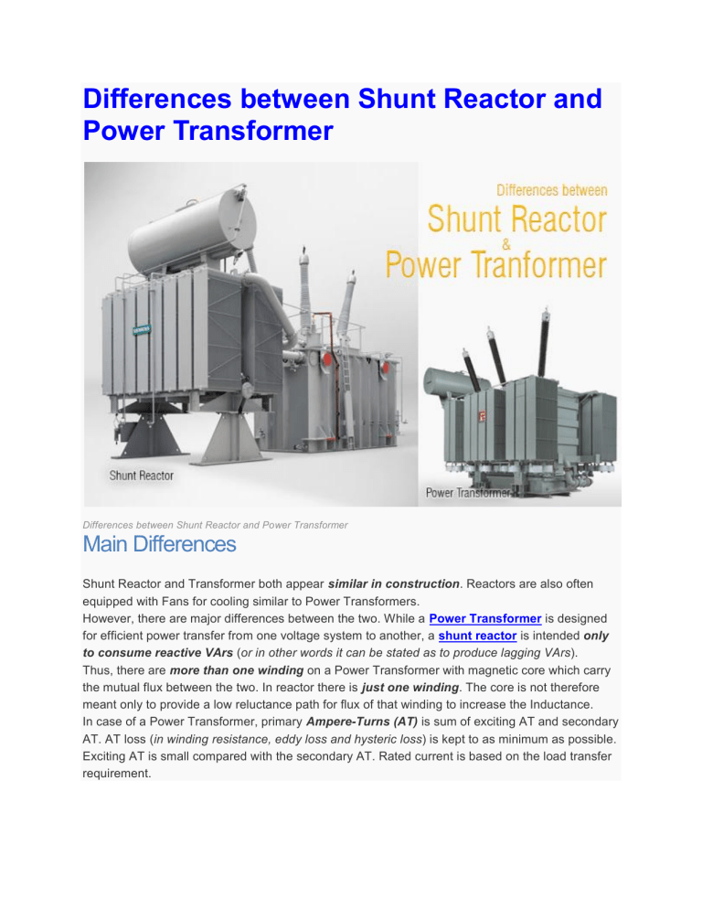 SHUNT REACTOR-TRANSFPRMER