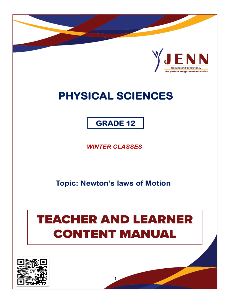 Grade 12 Physical Sciences: Newton's Laws of Motion Study Guide