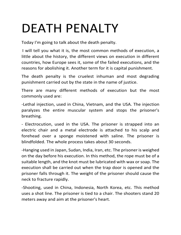 Death Penalty: Methods, History, Global Views & Abolition Reasons