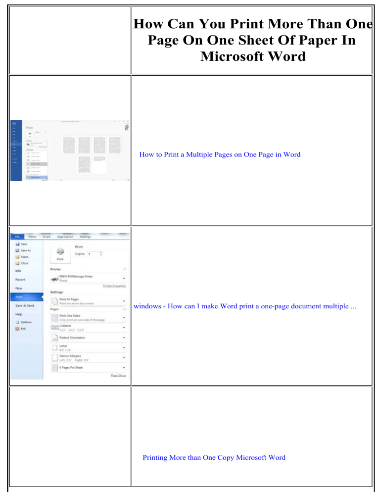 How can you print more than one page on one sheet of paper in Microsoft ...