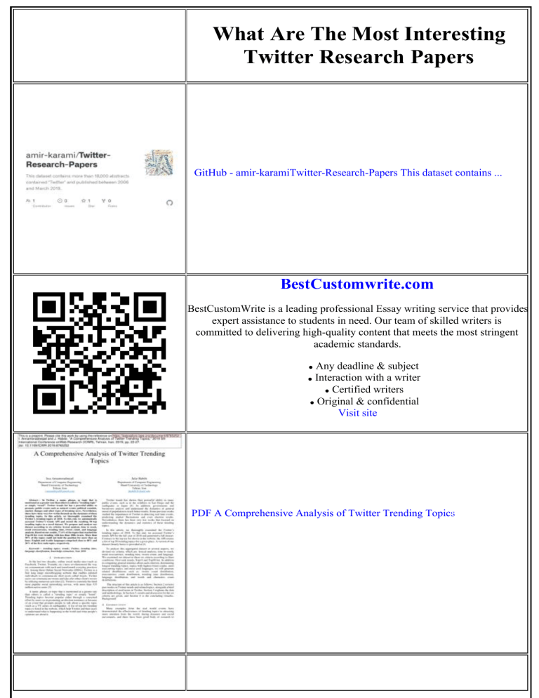 Twitter Research Papers: Trending Topics & Analysis
