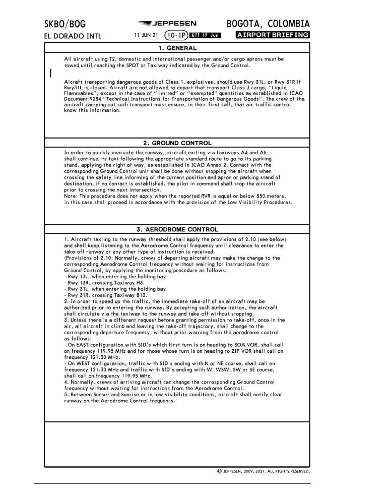 SKBO/BOG Airport Briefing: Arrivals & Ground Control