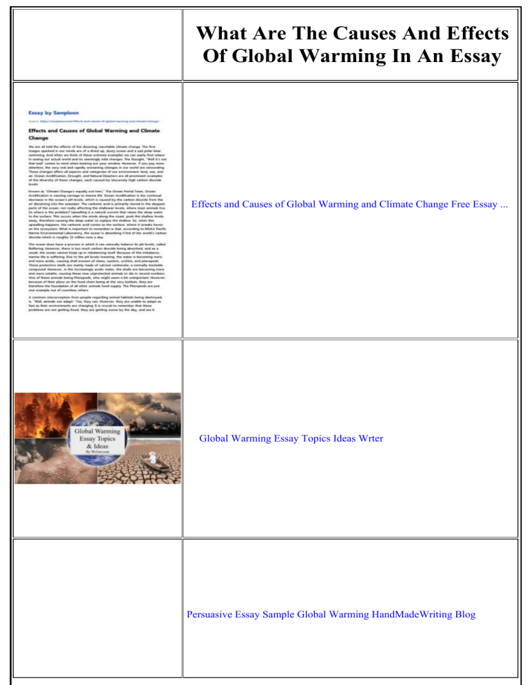 Global Warming: Causes and Effects Essay