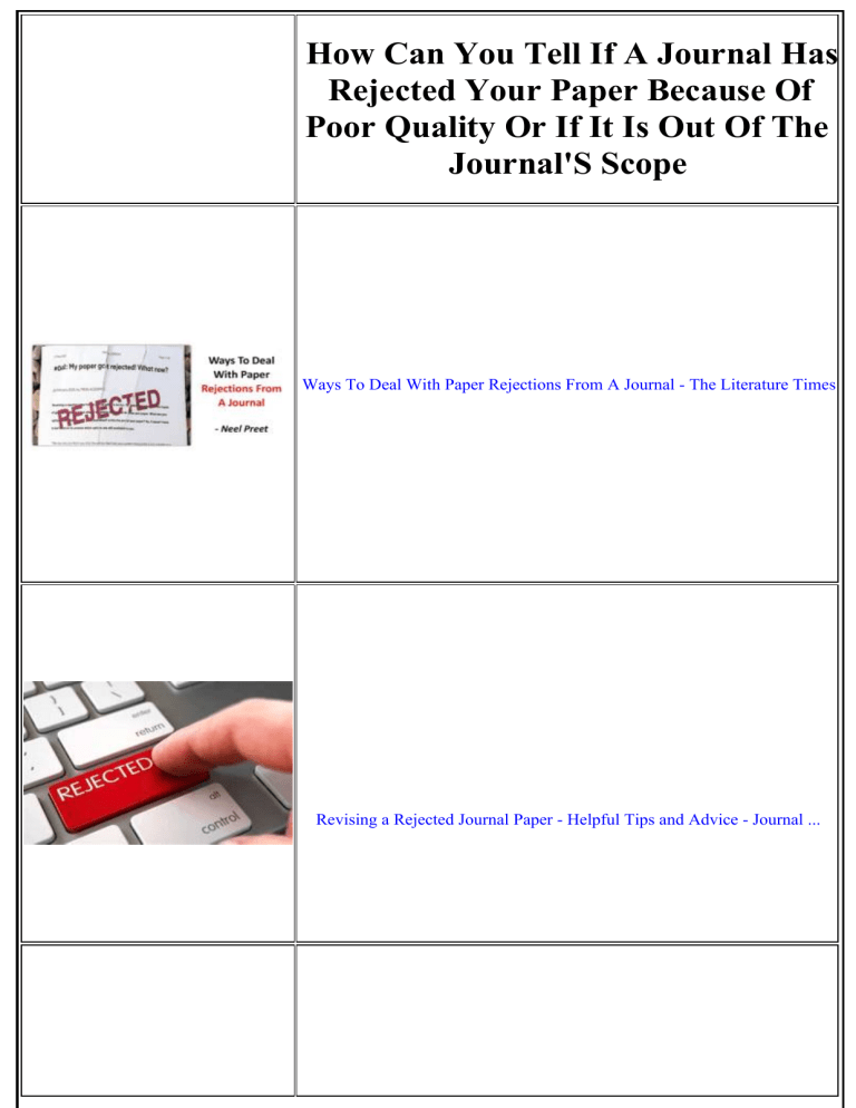 Journal Paper Rejection: Quality vs. Scope